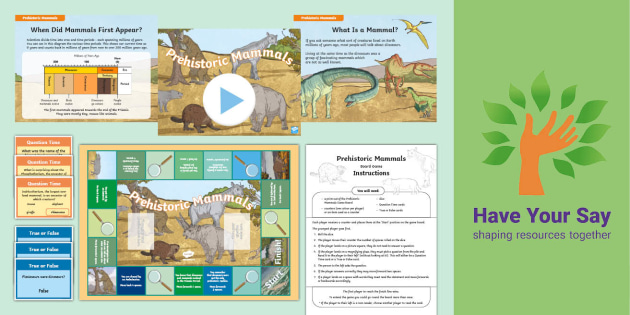 Prehistoric Mammal PowerPoint and Board Game (teacher made)