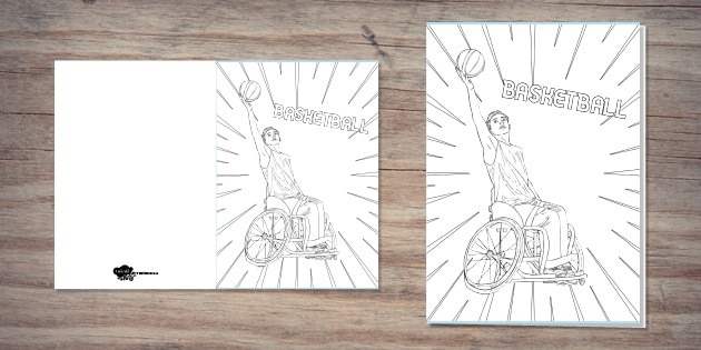 Paralympic Basketball Colouring Card | Twinkl Party