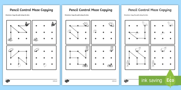 Pencil Control Maze Copying Worksheet / Worksheet Pack