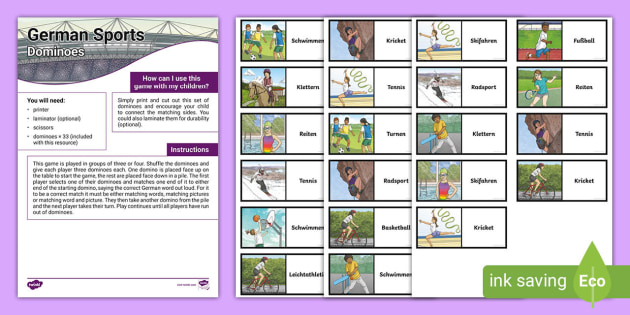 👉 German: Domino Game - Sports KS2 (teacher made)
