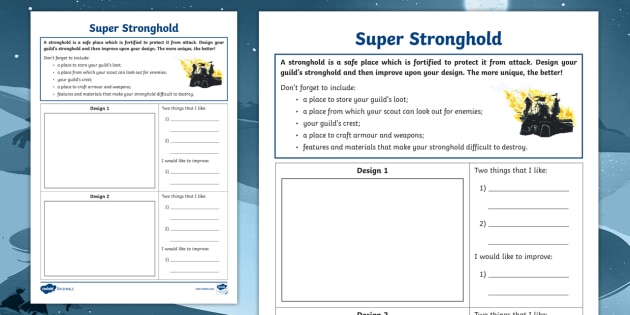 Raider's Peril: Super Strongholds Worksheet / Worksheet