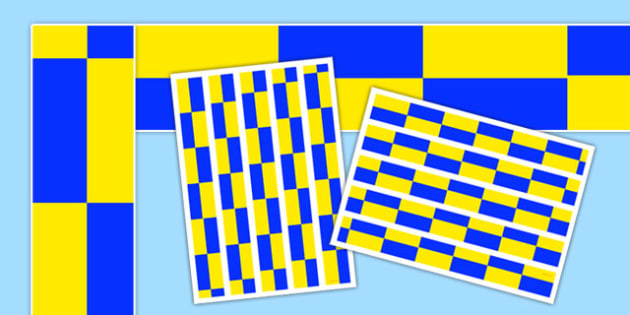Police Car Blue and Yellow Check Display Borders