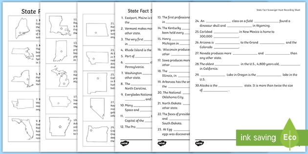 United States Facts Scavenger Hunt