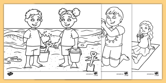 at the beach coloring sheet