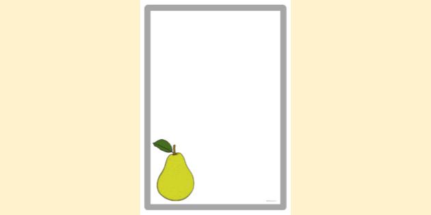 FREE! - Simple Blank Page Border of a Pear | Page Borders | Twinkl