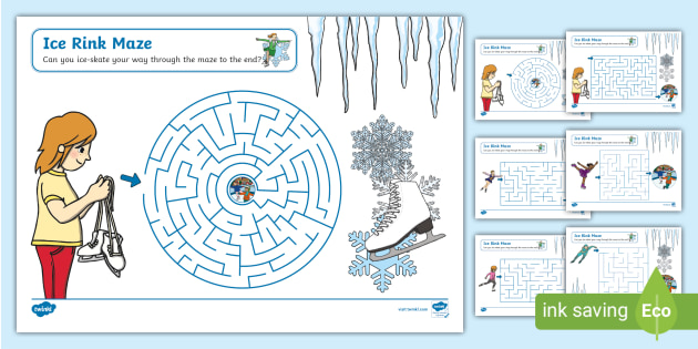 FREE! - Ice Rink Maze Activity Worksheets (teacher made)