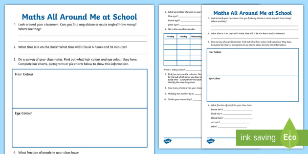 Maths All around Me School Worksheet
