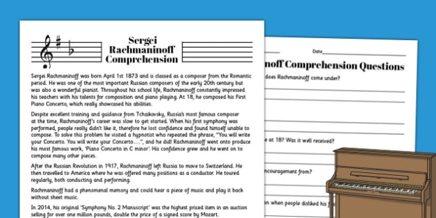 Sergei Rachmaninoff Reading Comprehension Activity