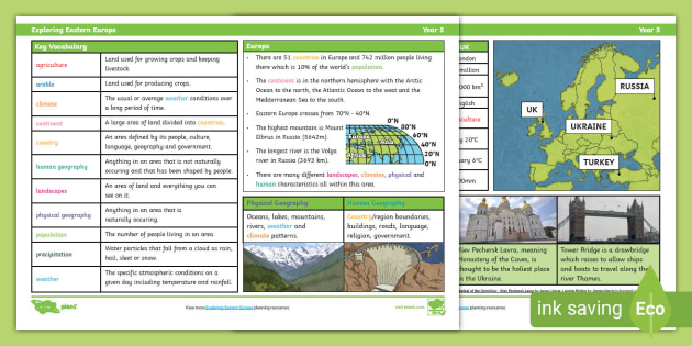 Geography Knowledge Organiser: Exploring Eastern Europe Y5