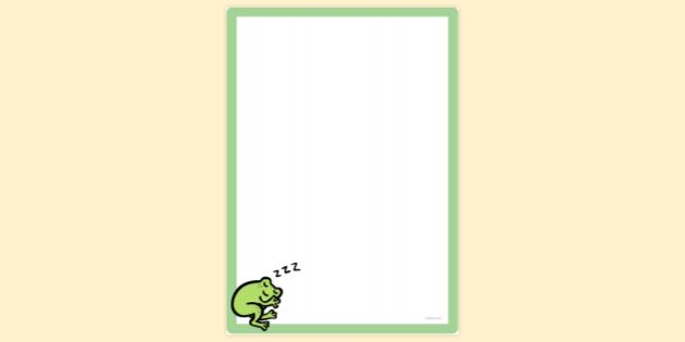 FREE! - Simple Blank Sleeping Frog Page Border | Twinkl