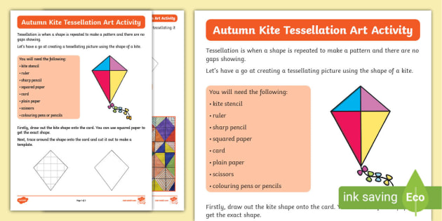 Autumn Kite Tessellation Art Activity (teacher made)