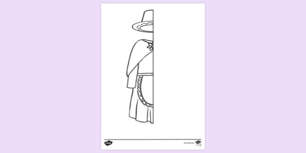 FREE! - Half Traditional Welsh Dress Colouring Sheet