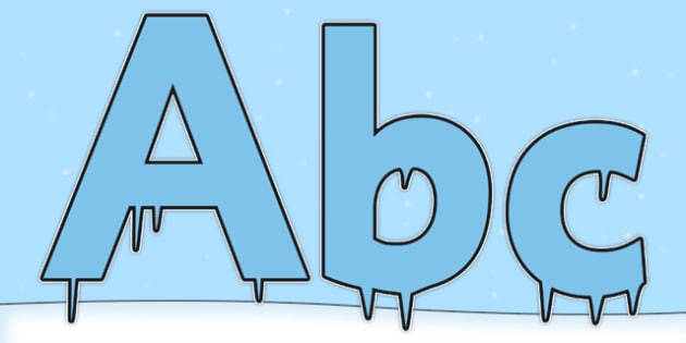 Blue Icicle Ice Themed Display Lettering - blue icicle, ice
