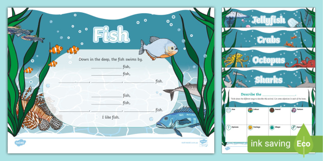 Ocean Animals Adjective Poems (teacher made)