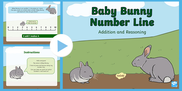 Baby Bunny Number Line Addition and Reasoning PowerPoint