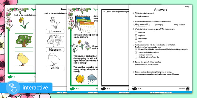 Interactive PDF: Let's Find Out About Spring Differentiated Reading