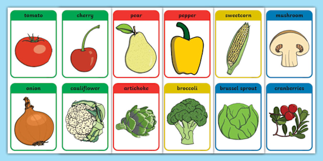 Vegetables Flashcards Fruits And Vegetables Kids Flashcards