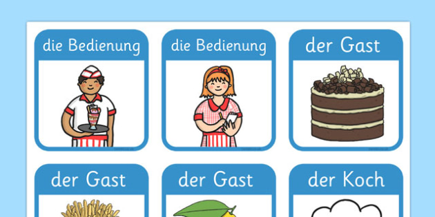 Restaurant Role Play Badges German (teacher made)