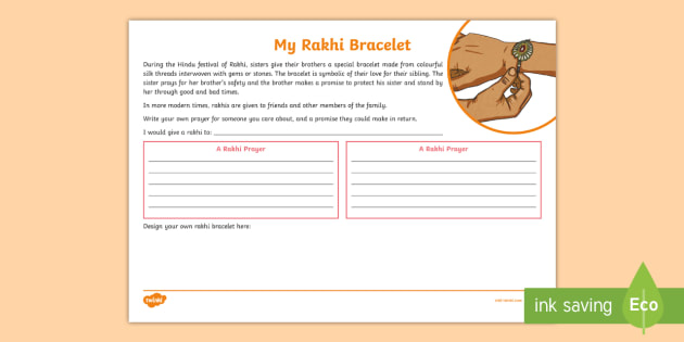 KS2 My Rakhi Bracelet Worksheet / Worksheet (teacher made)