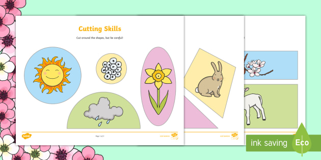 Spring Aistear Cutting Skills Worksheet (teacher made)
