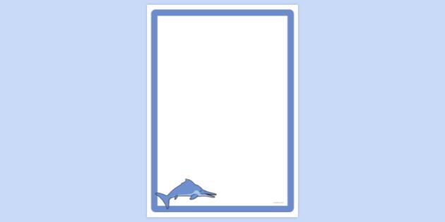 FREE! - Simple Blank Ichthyosaur Page Border | Page Borders | Twinkl