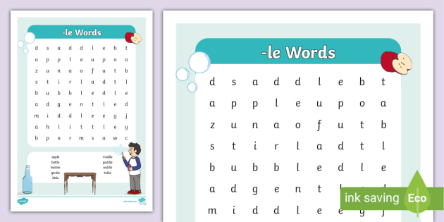 -le Words Word Search (teacher made)