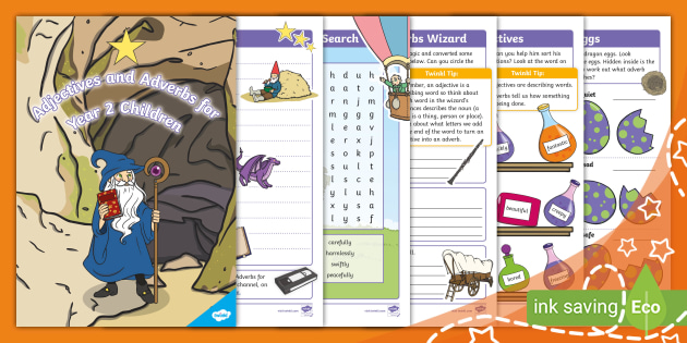 Adjectives and Adverbs for Year 2 Children Video Activity Booklet (Ages 5