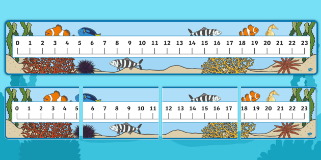 Under the Sea-Themed Bridging Through Ten 0 to 23 Number Line Display ...