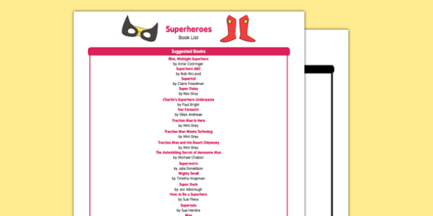 Superheroes Book List