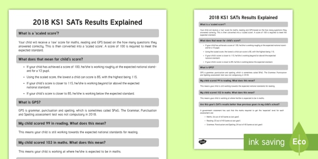 KS1 SATs Results Explained | Guide | KS1 Scaled Scores 2018
