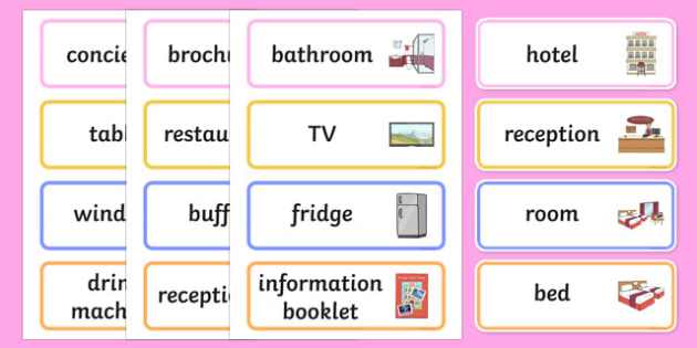 Hotel Role Play Word Cards (teacher made)