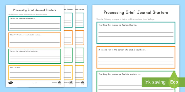 Processing Grief Journal Writing Starters teacher Made 