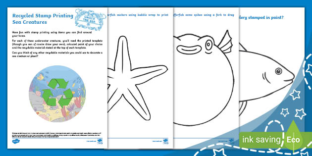 Recycled Printing Sea Creatures Craft Instructions