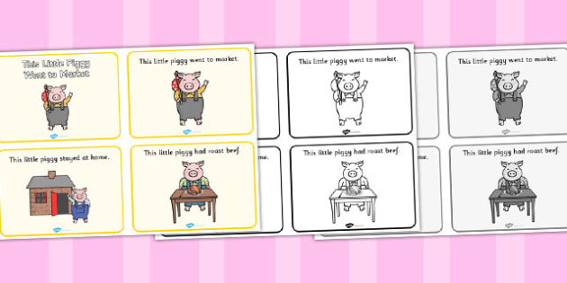 This Little Piggy Sequencing (4 per A4) - This Little Piggy, nursery rhyme