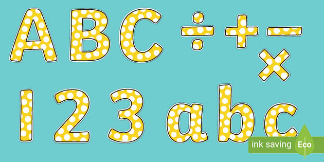 👉 Yellow and White Spots A4 Themed Display Lettering