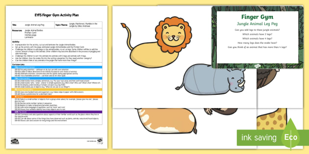 EYFS Jungle Animals Finger Gym Plan and Resource Pack