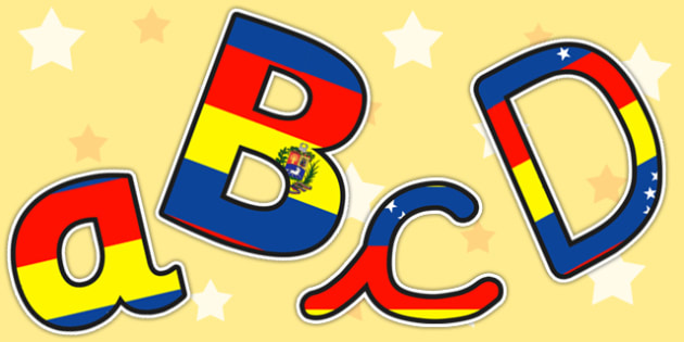 Venezuela Flag Themed Size Editable Display Lettering - venezuela