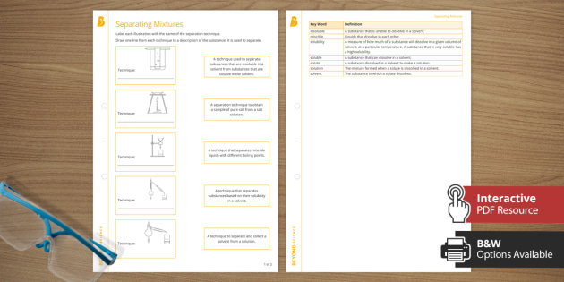 Separating Mixtures Activity - Match and Draw (teacher made)