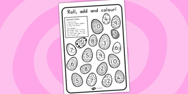 Easter Egg Colour and Roll Worksheet