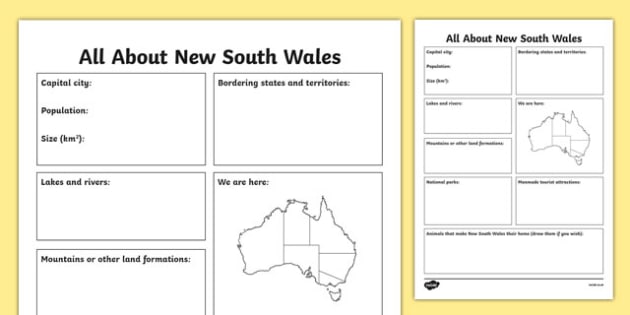 All About New South Wales Research Worksheet / Worksheet