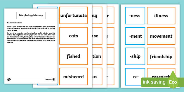 Morphology Memory Grades 3-6 (Teacher-Made)