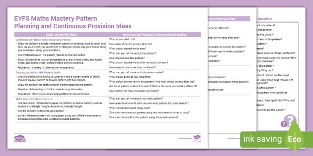 👉 EYFS Maths Mastery Pattern Planning and Continuous Provision Ideas