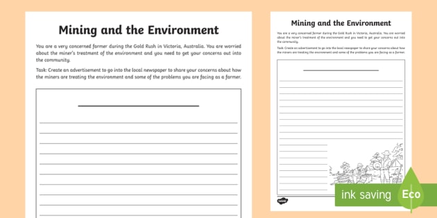 Mining and the Environment Worksheet (teacher made)