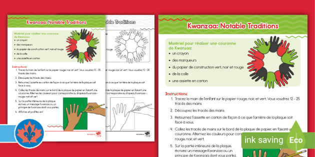 Kwanzaa Wreath Primary Craft Instructions French