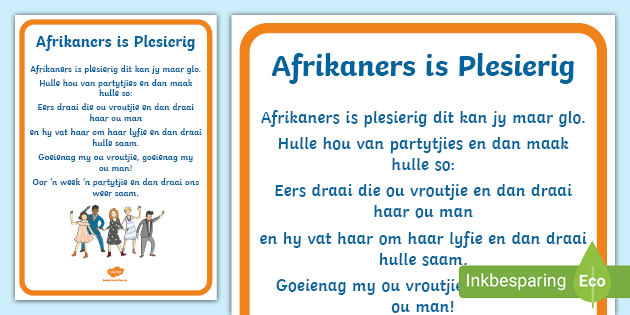 Afrikaners Is Plesierig Lirieke Plakkaat (teacher made)
