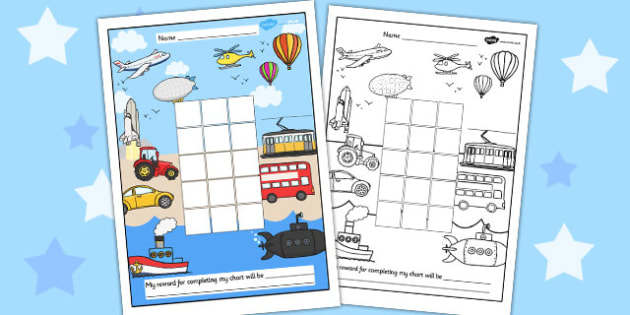 Transport Sticker Stamp Reward Chart (teacher made)