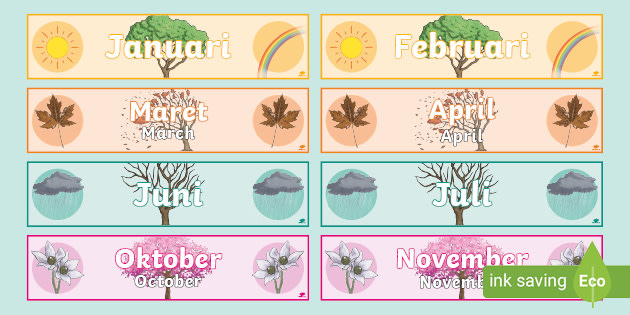 Months of the Year Banner Display Pack Indonesian