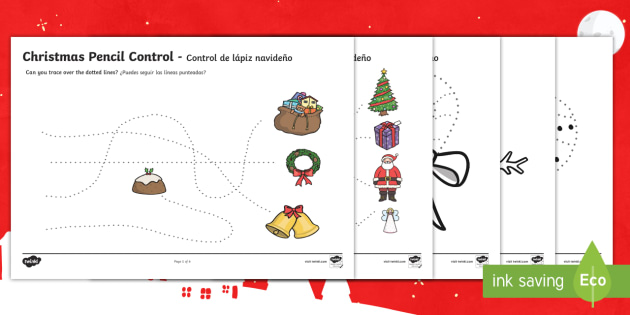 Christmas Pencil Control Worksheets | twinkl.co.uk