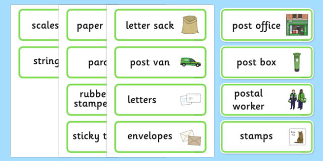 Irish Post Office Word Cards (teacher made)