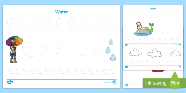 Water-Themed Pencil Control Worksheet / Worksheets